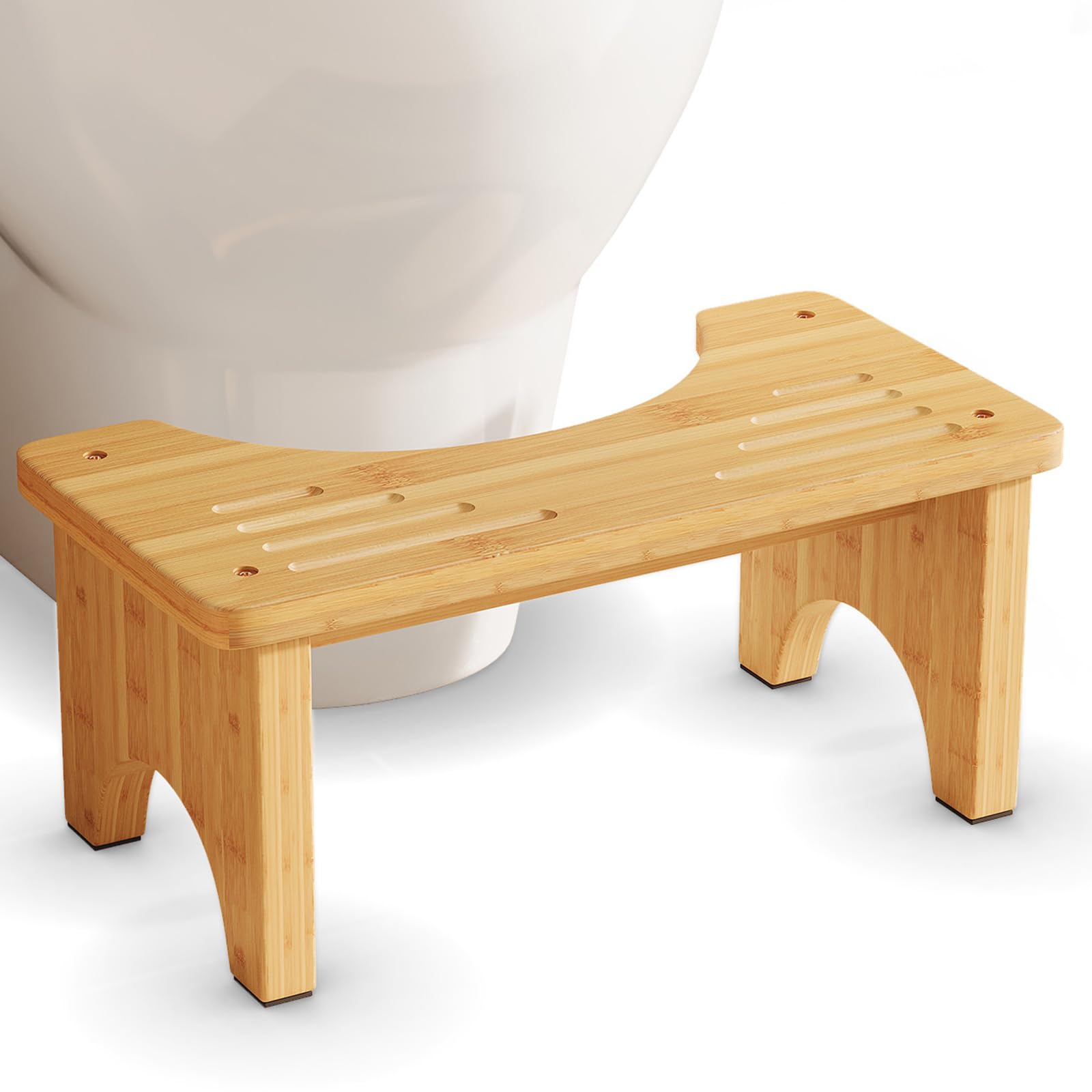 Uaniar Bamboo Toilet Stool, Wooden Squatting Potty Stool for Adults, 7 Inch Toilet Stool Squat Adult, Non-Slip Wood Poop Stool for Bathroom, Portable Toilet Foot Pooping Stool, Poop Stool for Kids