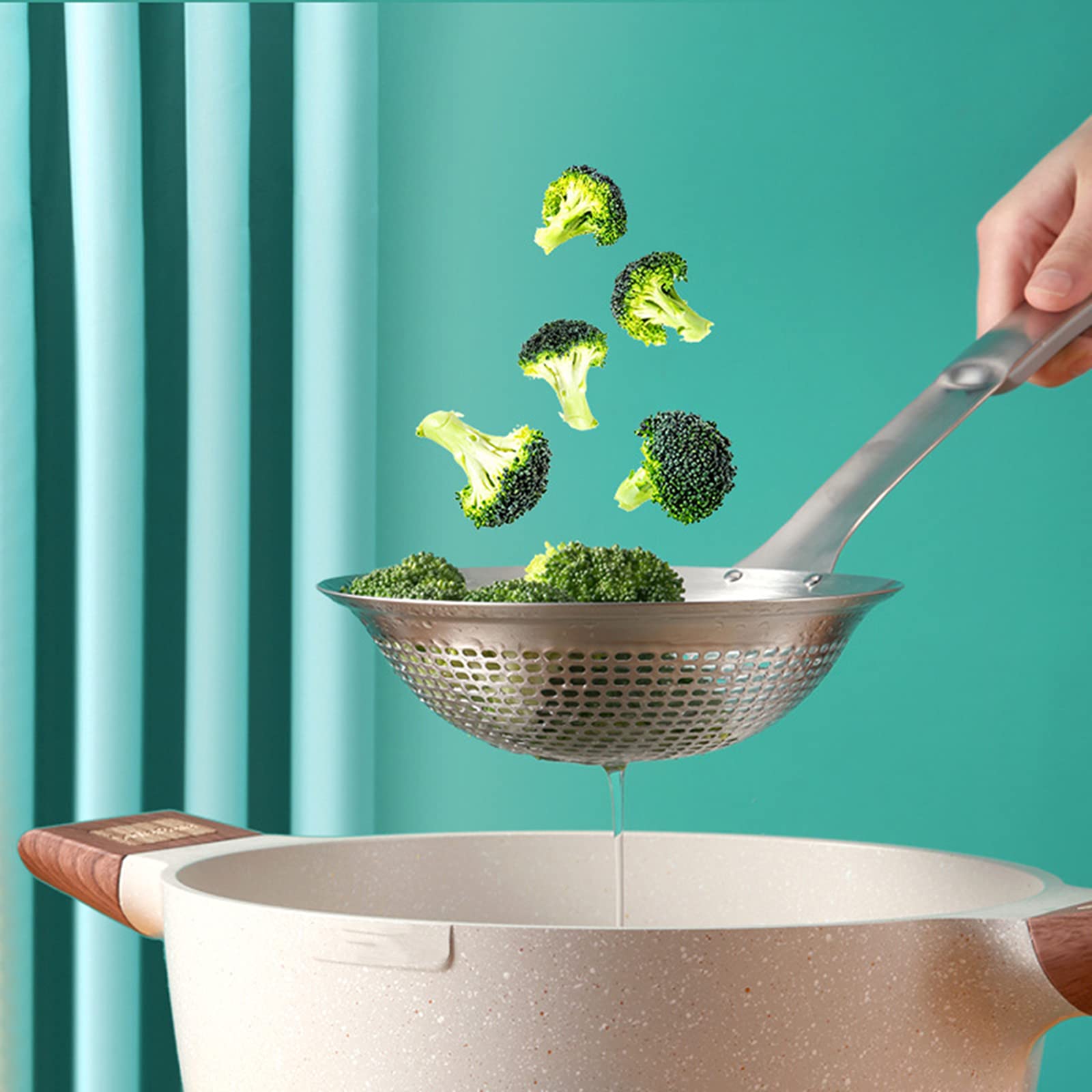 Skimmer Ladle Skimmer Spoon 304 Stainless Steel Skimmer 14.5 ln for Cooking Frying Skimming Colander/Strainer Stainless Steel Kitchen Tools