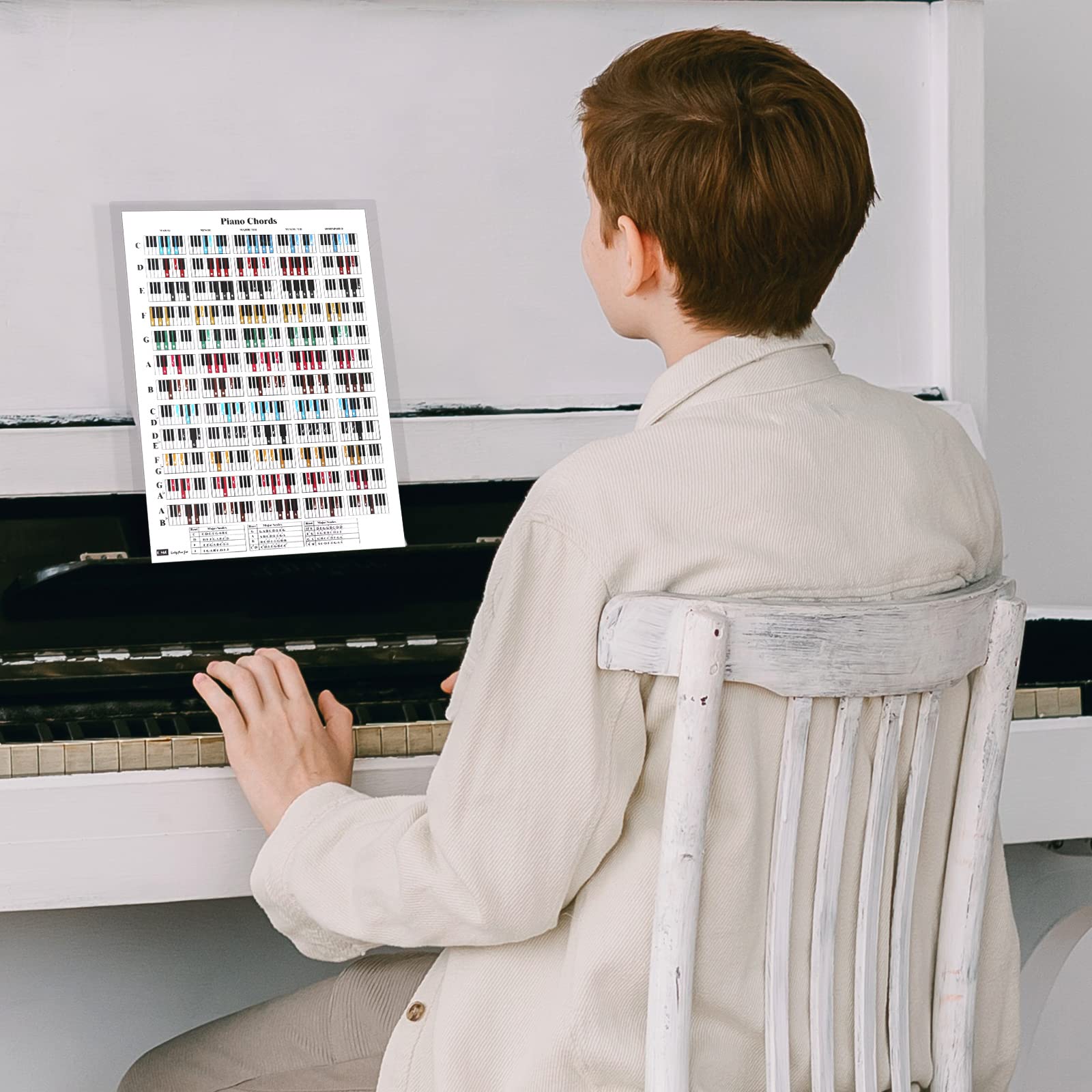 SAVITA Piano Chords for Beginners, 8 x 11 Inch Laminated Piano Chords Chart Book Piano Chords Cheat Sheet Piano Chord Chart Poster for Learning to Play Piano and Write Music