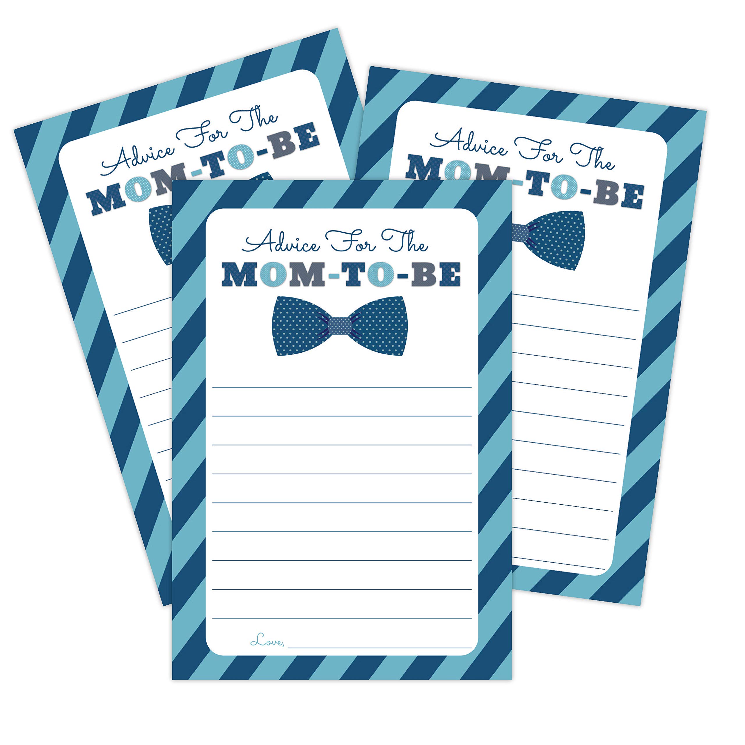 Little Man Baby Shower Games Predictions, Advice, and Wishes Card Set for Boy with Bow Tie Design