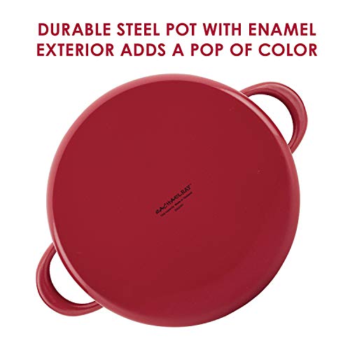 Rachael Ray Create Delicious Stock Pot/Stockpot with Lid - 12 Quart, Red