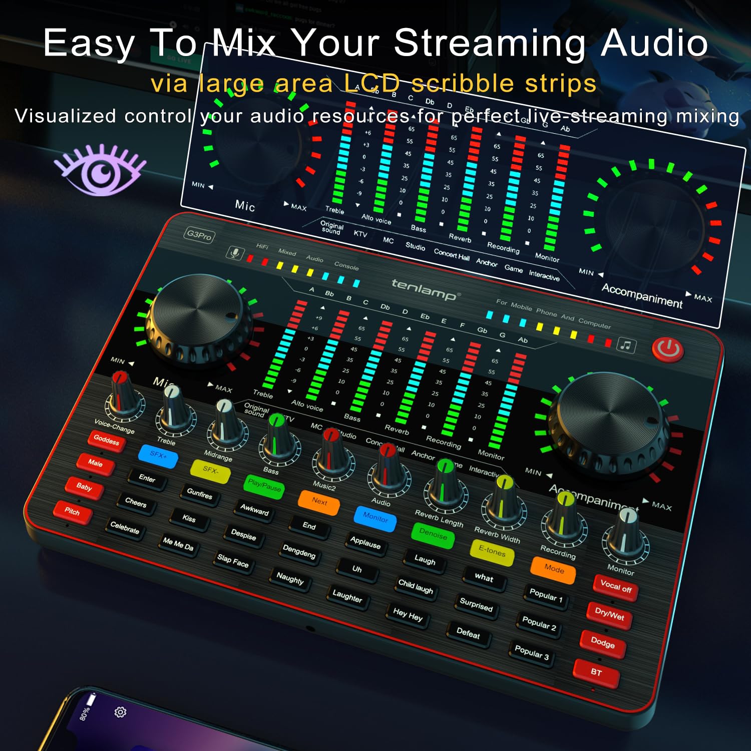 Podcast Equipment Bundle, tenlamp Audio Mixer with Live Sound Card and L12 Podcast Microphone Bundle, All-In-One Podcast Kit for PC or Cellphone Live Streaming, Music Studio Recording, Guitar