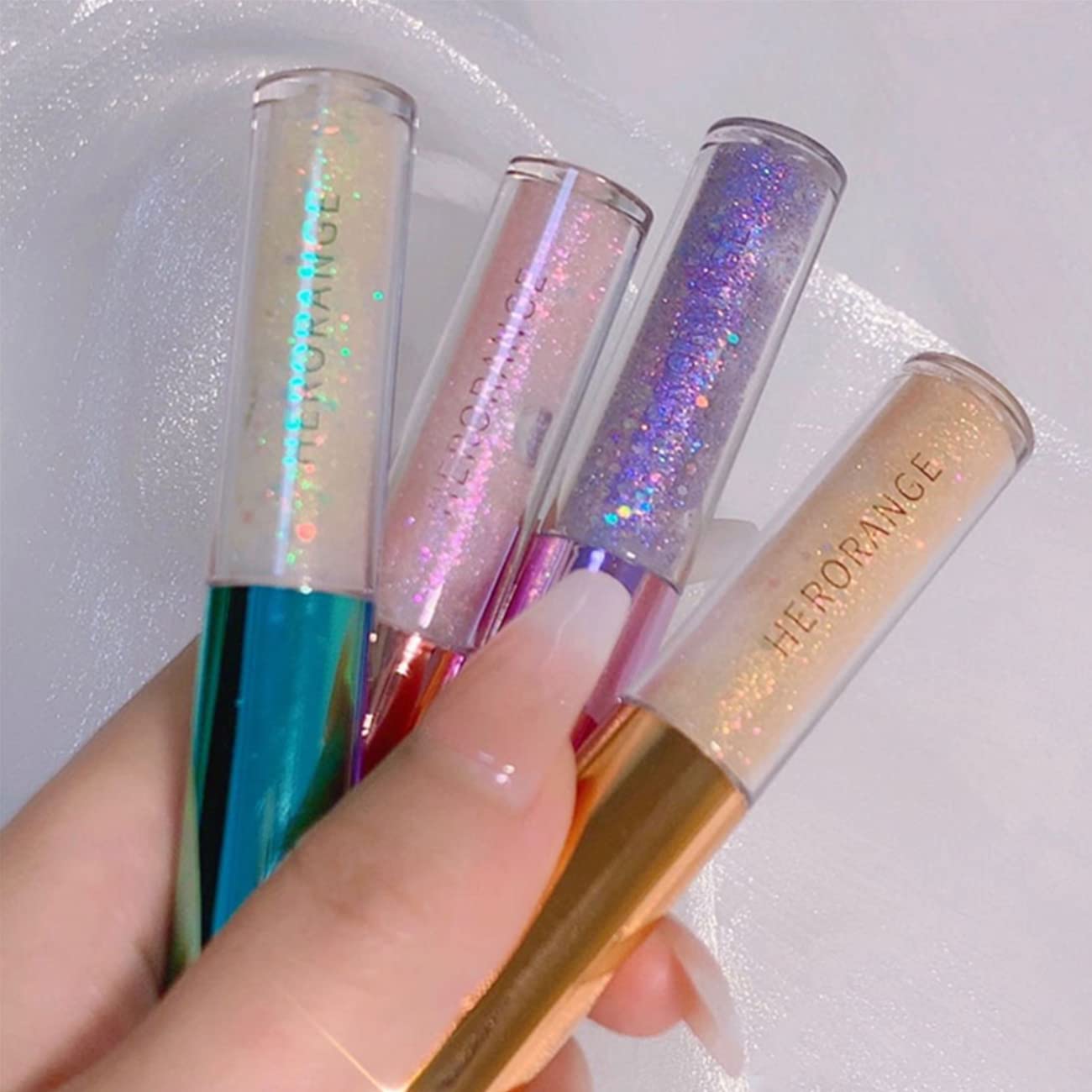 KWOLYKIM Liquid Glitter Eyeshadow, Long Lasting, Quick Drying, Easy to Apply, Loose Bling Glitter Diamond Pigmented Glue for Eye Crystals Makeup (Sparkling Floating Coral)