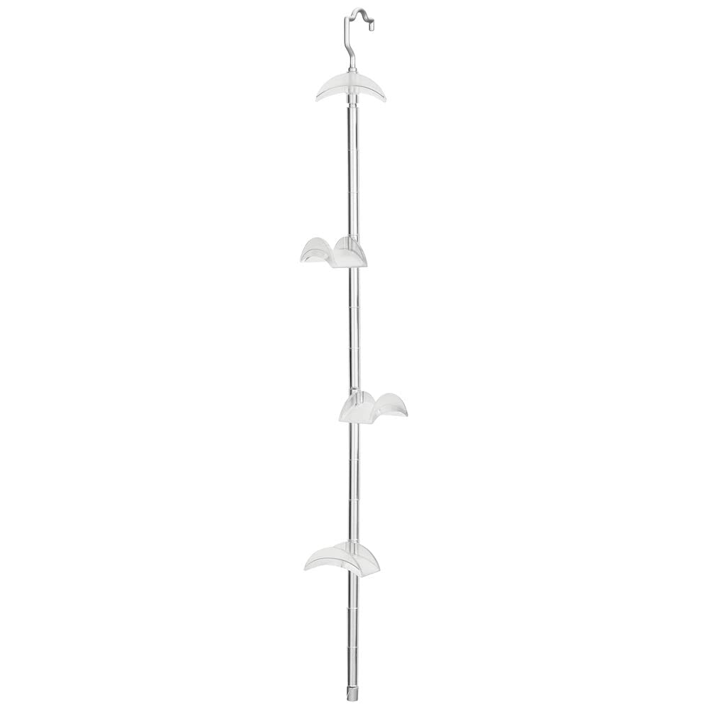 mDesign Aluminum Over The Closet Rod Hanging Storage Organizer Hanger for Storing and Organizing Purses, Backpacks, Satchels, Crossovers, Handbags - 4 Hooks - 2 Pack - Silver/Frost