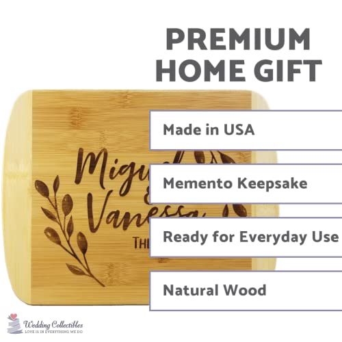 Rustic Wreath Custom Names Wooden Cutting Board (Thick) Custom Wedding Gift Engraved, Serving Tray | Meat, Vegetables, Cheese | Personalized Real Estate Closing Gifts for Buyers, Realtor New Home Gift