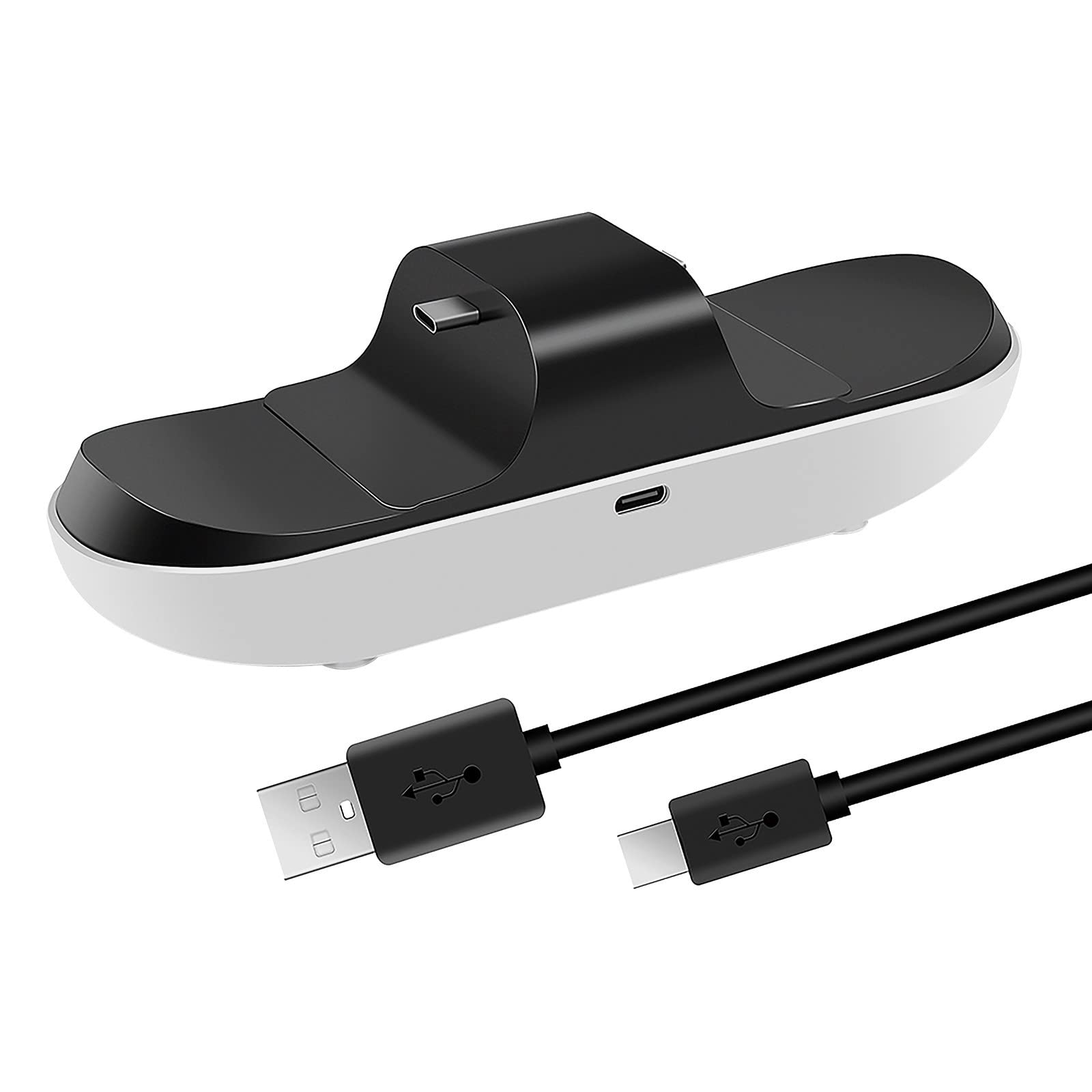PS5 Controller Charger Station with Two Type-C Charging Dongles, PS5 Controller Fast Charging Dock with Safety Chip Protection & LED Indicator (A)