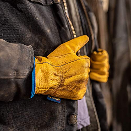 Wells Lamont unisex adult Men s Water Resistant Leather Work Gloves with HydraHyde Technology Cowhide 11, Saddletan, Large Pack of 1 US