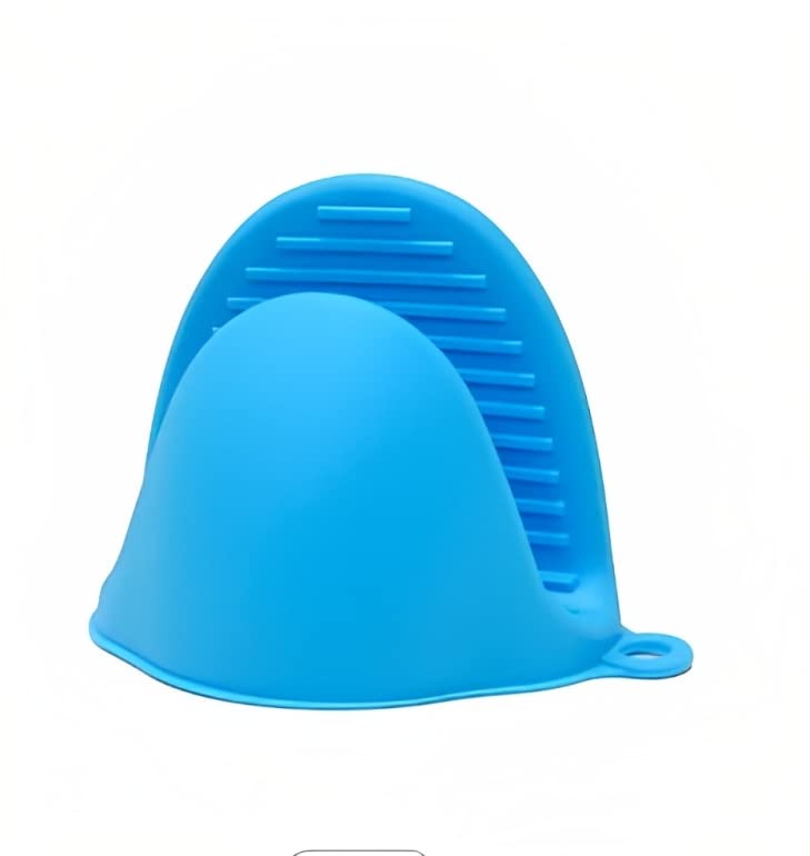 Non-Slip Gripper Pot Holder, Oven Heat Finger Gloves, Silicone Gloves, 2pc (Blue)