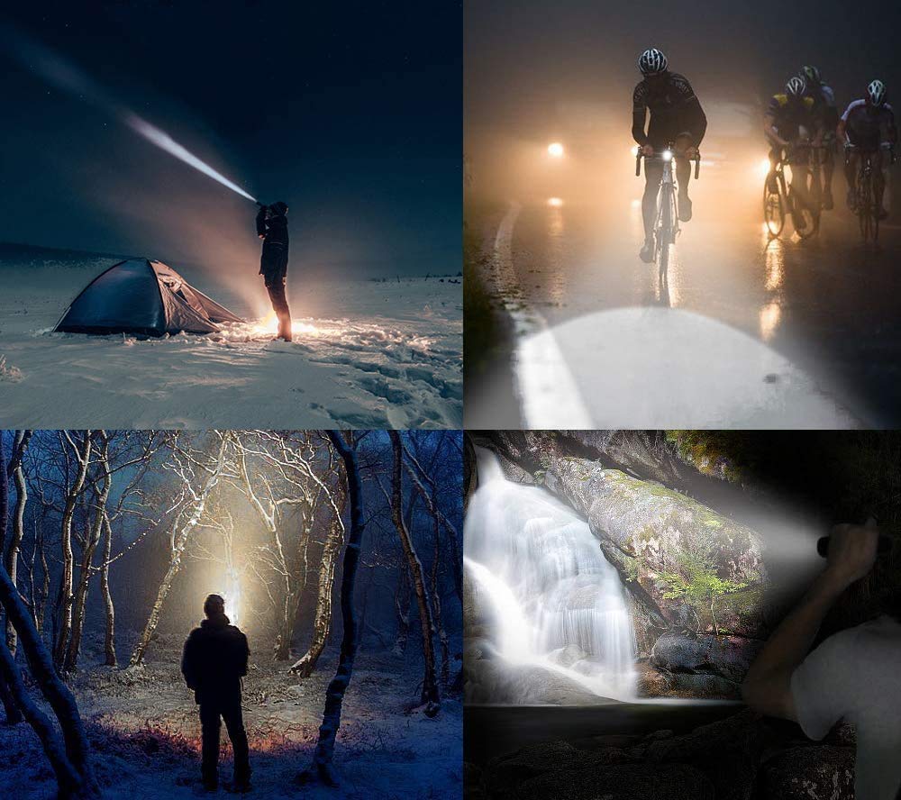 MAXIAEON LED Rechargeable Flashlight Set, Bright 8000 Lumens Tactical Flashlights High Lumens with 5 Modes, Waterproof Tactical Flashlights for Outdoor Emergency Camping Hiking