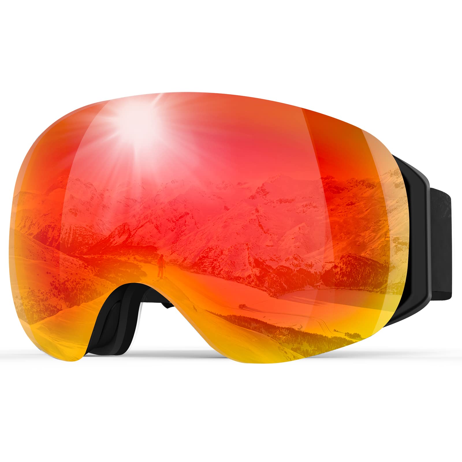 KUYOU Ski Goggles, Snowboard Goggles, Mag-Pro Magnetic Interchangeable Lenses, UV400 Protection Snow Goggles for Men & Women