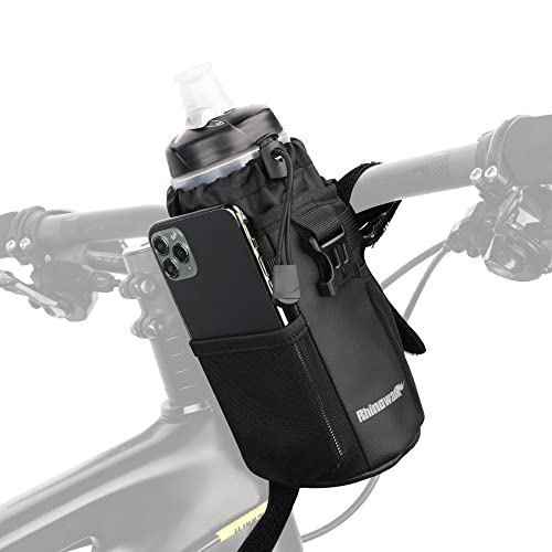 Rhinowalk Bike Handlebar Water Bottle Bag Drink Cup Holder Bicycle Front Insulated Stem Bag (with phone pocket&shoulder strap)