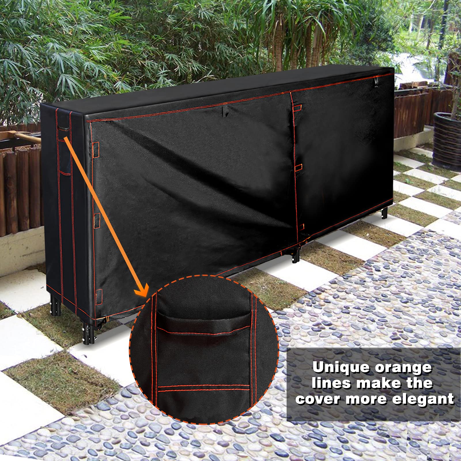 SnugNiture 8ft Firewood Log Rack Cover, 600D Oxford Heavy Duty Waterproof Outdoor Protection Cover with PVC Backing for Firewood Rack