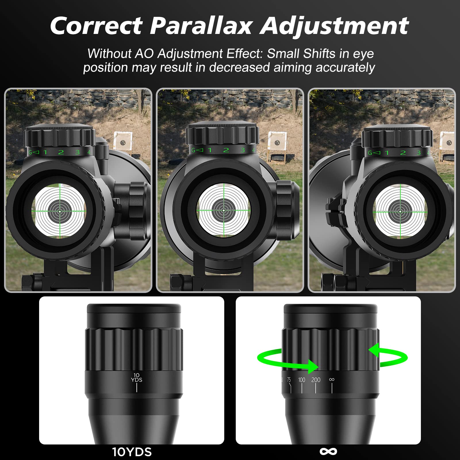 Paike .22 3-9x40mm Adjustable Obj. Rifle Scope, Illuminated Air Rifle Scope Airsoft Scope with 20mm Mounts