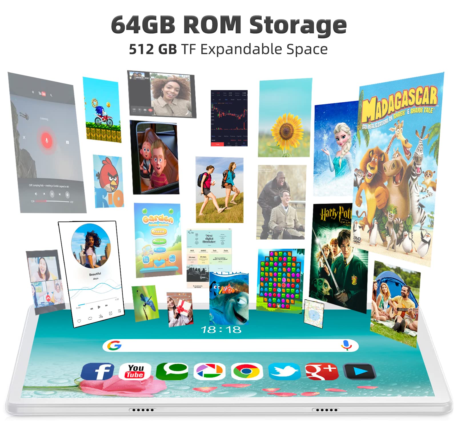 Tablet 10.1 inch Android 11 Tablet Latest Update Octa-Core Processor with 64GB ROM +4GB RAM Storage, Dual 13MP+5MP Camera, WiFi, Bluetooth, GPS, 512GB Expand Support, IPS Full HD Display Tablet