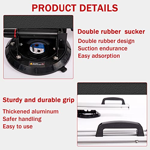 Kweetle 1.9m-3.5m Large Format Tile Slabs Carrying Tool Carrying System with 10 PCS 8 inch Rubber Vacuum Cups with Cross Bar for Seam Joining Leveling, Professional Solid Countertop Installation Tool
