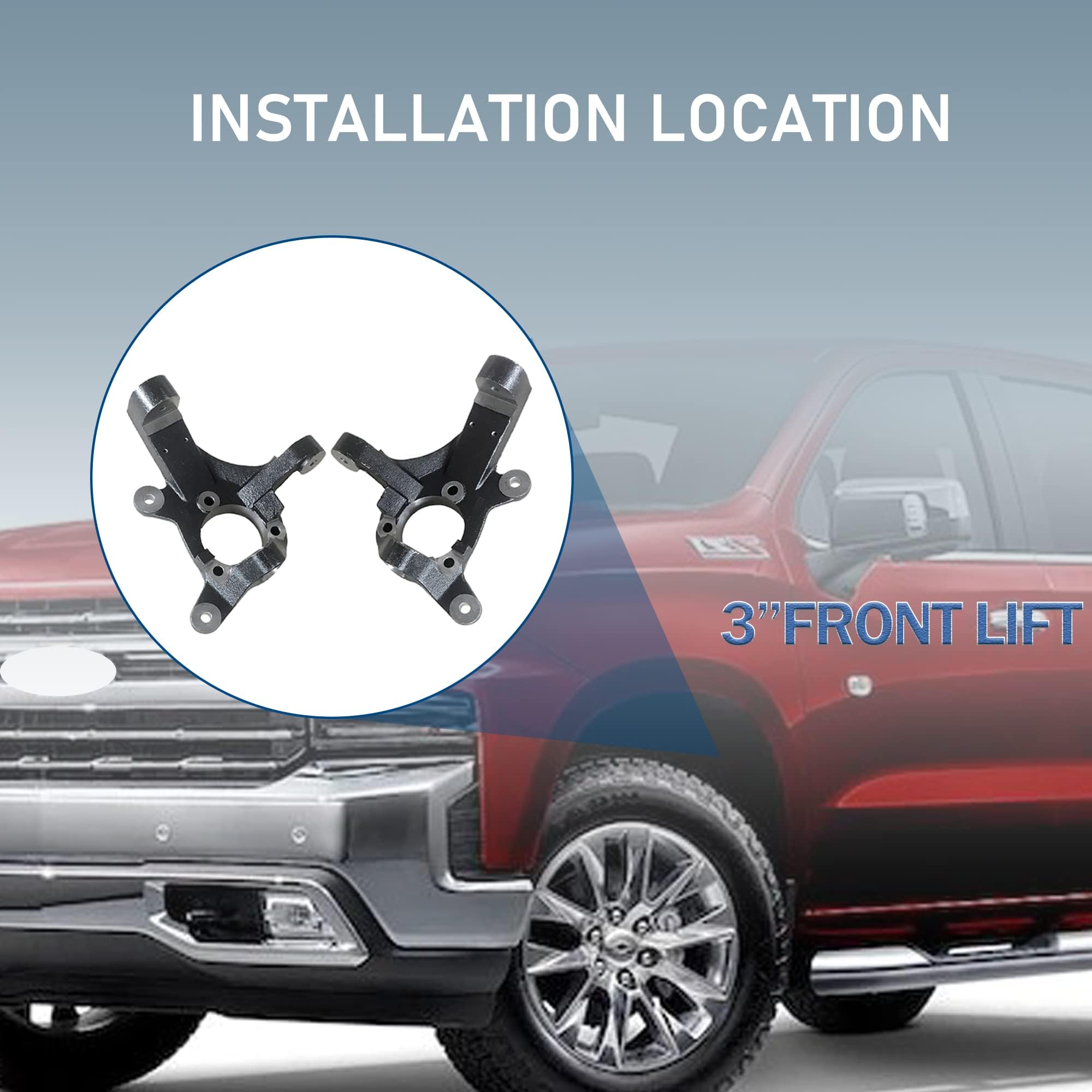 Mid Valley - Suspension Level Kit 3" Lift Spindles Knuckles Pair For Chevy GMC Silverado Sierra Yukon 1500 1999-2006 1500 2WD Pickup SUV