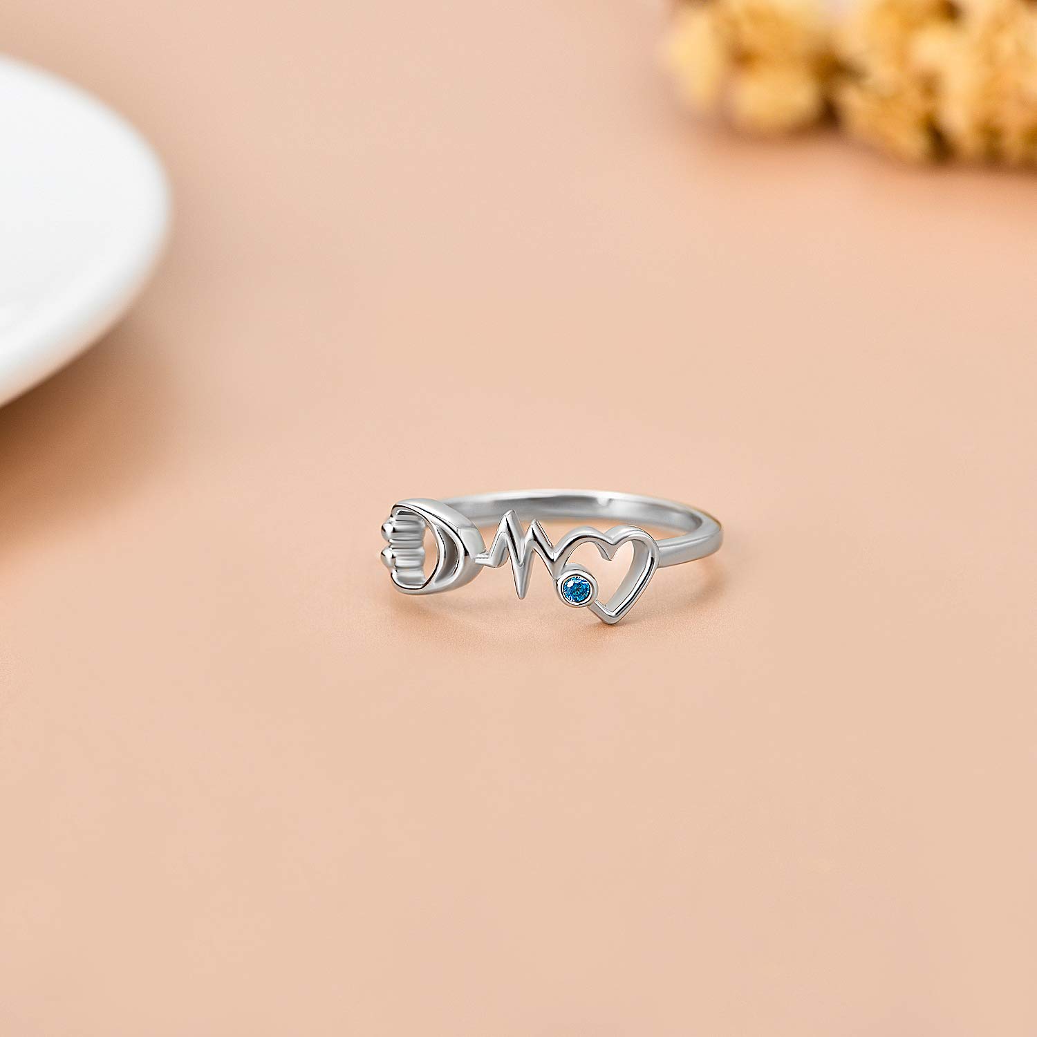 LONAGO Stethoscope Ring for Nurse Doctor Medical Student Graduation Birthday Gift (7, cubic-zirconia)