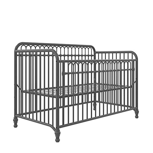Little Seeds Raven 3-in-1 Convertible Metal Crib, JMPA Certified, Gray