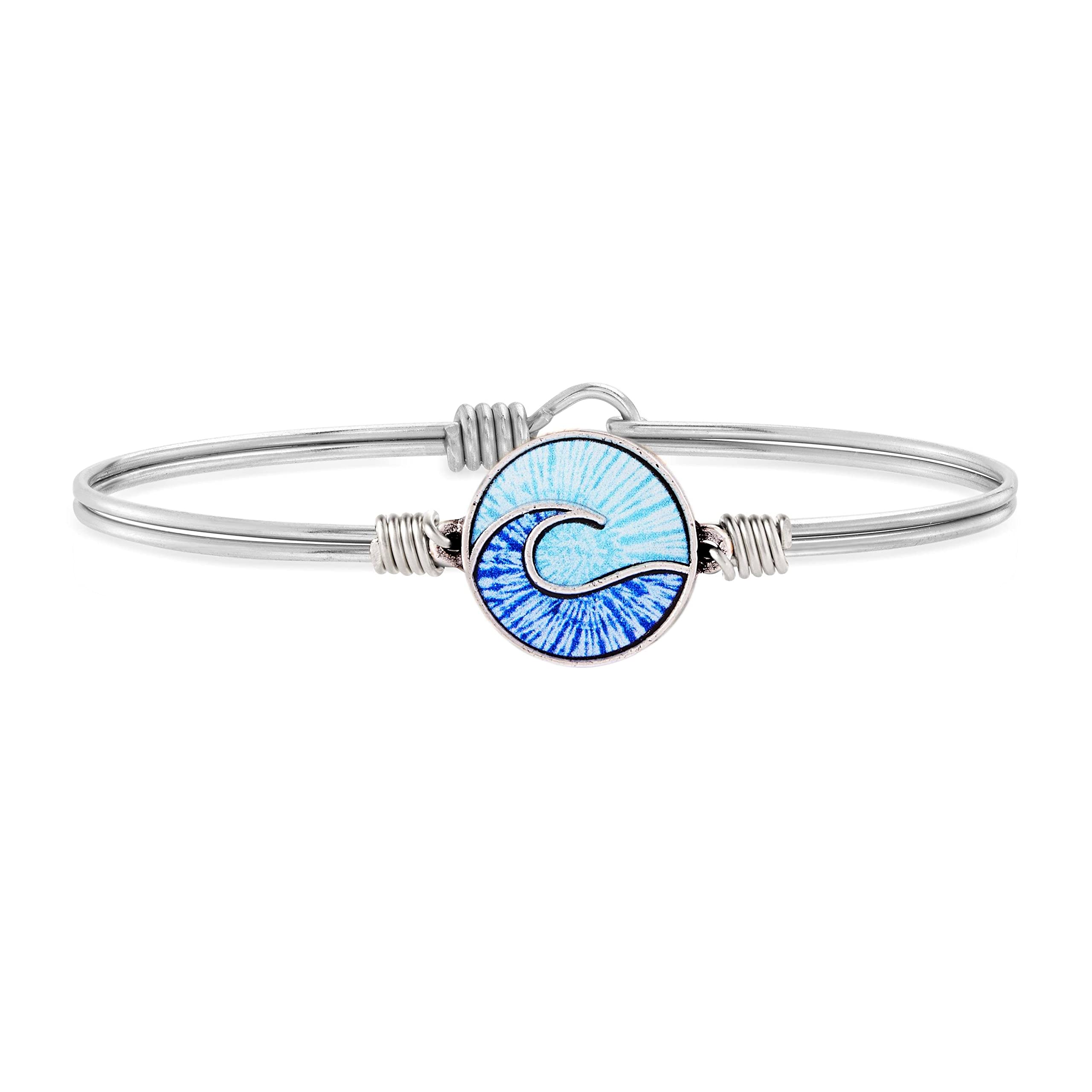 Luca + Danni Wave Tie Dye Bangle Bracelet For Women - Silver Tone Regular Size Made in USA