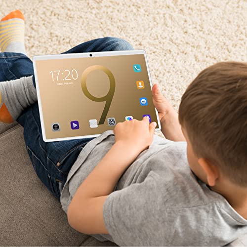 Tablet Android All-New Fire, 10.1-inch Ultra-Thin IPS HD Display Tablets PC, 10 Core Processor, 1GB +16GB, Dual Camera Smart Tablet, Voice Call WiFi Blue-Tooth Tablet Gift for Kids & Friends (Gold)