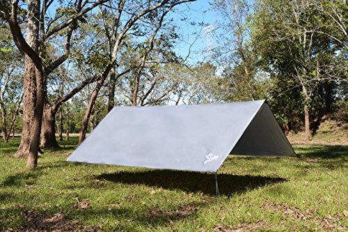 Lone Wolf 10.5' x 10.5' Lightweight Hammock Rain Fly Tent Tarp Water Proof Camping Shelter Ripstop Material UV Protection Sand Resistant Beach Blanket Essential Survival Gear (Desert Storm Camo)