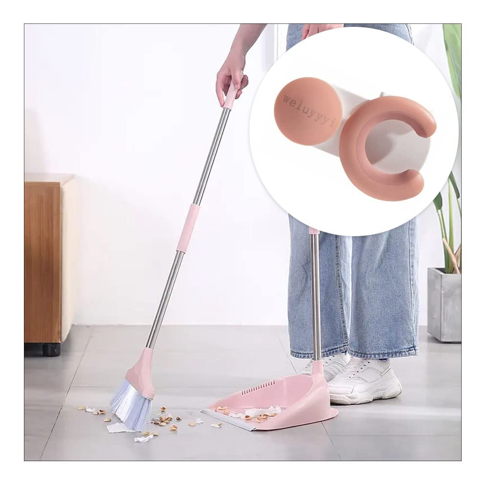 weluyyyi Broom Mop Storage Rack Wall Mounted Mop Hanging Storage No Drilling Mop Holder for Bathroom Kitchen Garden Garage