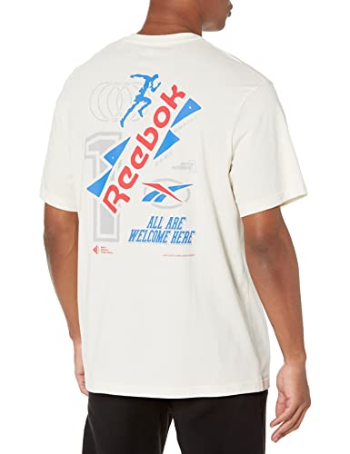 Reebok Men's Standard Tee, Classic White/Blue/Red/Back Graphic, XX-Large