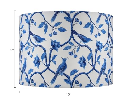 Tristan Home Premium Blue and White Floral Cylinder Drum Lamp Shade Spider Fitting 13x13x9 Inches