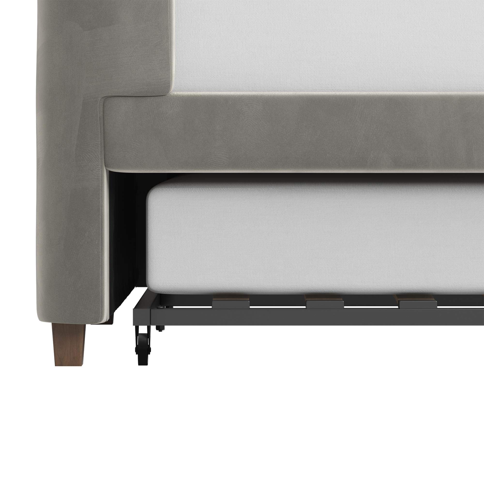 Little Seeds Valentina Upholstered Trundle, Twin Size, Gray Velvet Daybed