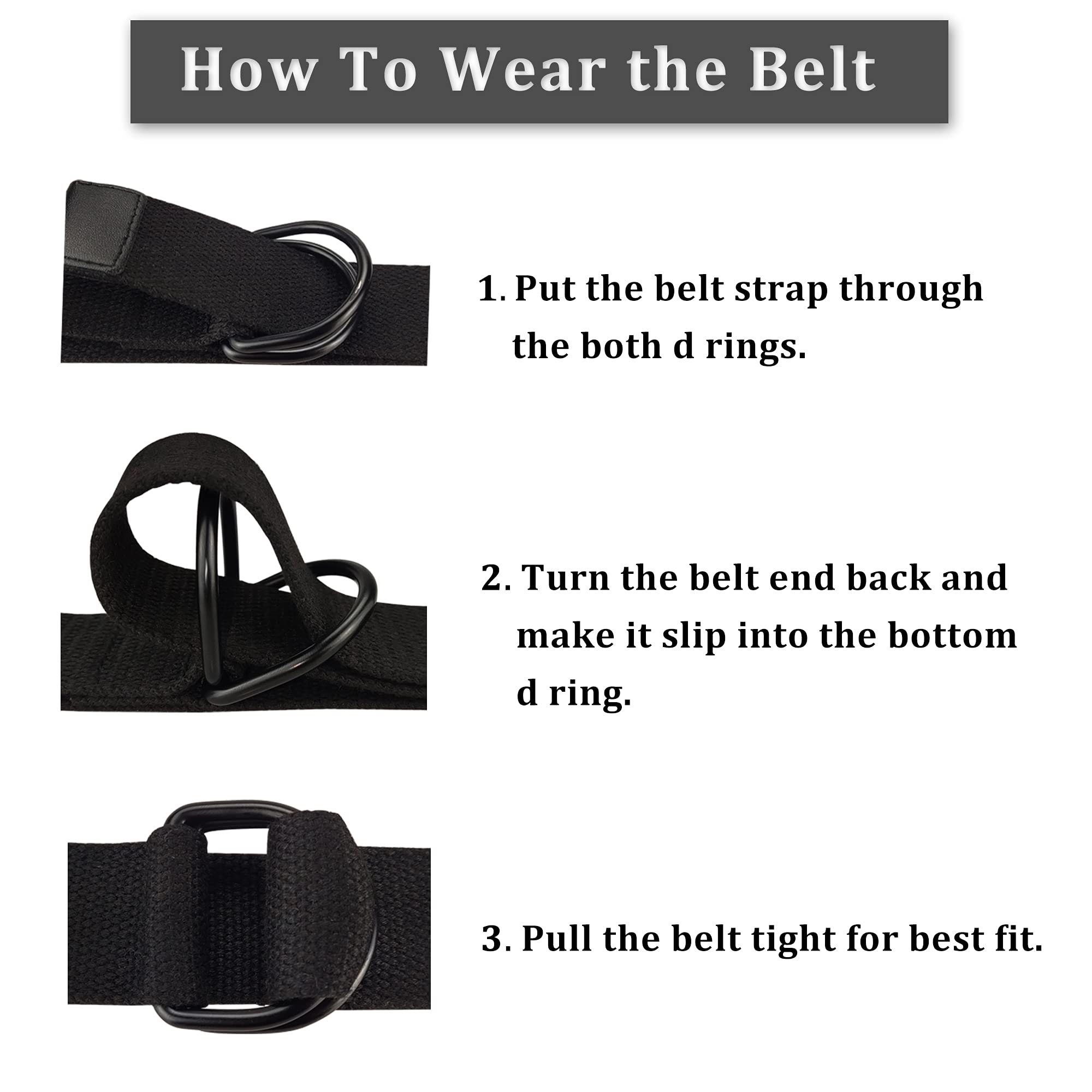 macoking Canvas Belt, Military Web Black Belt Women/Men with Double D Ring Buckle 43" long for waist 31"-35"