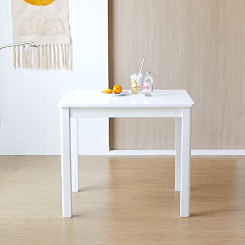Livinia Cabin 33.5" Wooden Dining Table/Small Rectangular Modern Farmhouse Solid Wood Kitchen Table Desk (White)