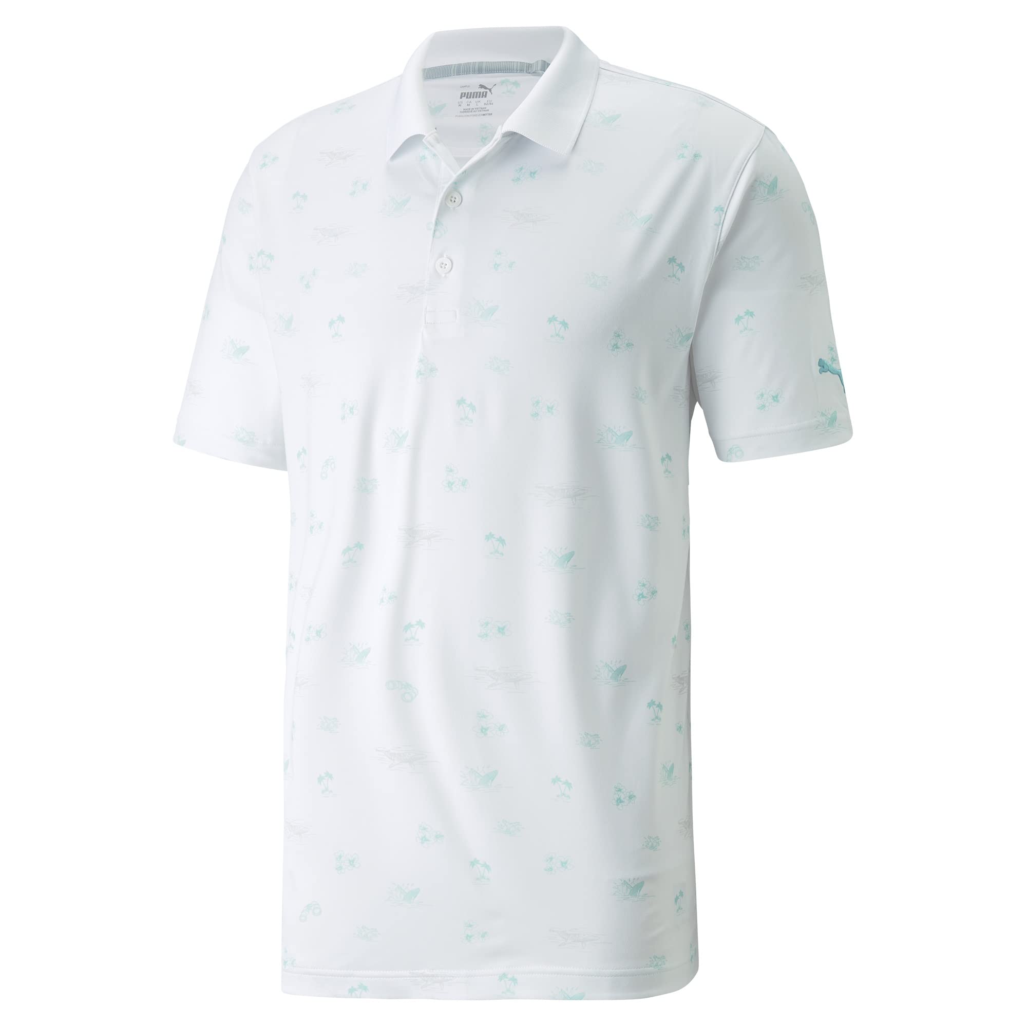 Puma Golf Men's Cloudspun Lahaina Polo, Bright White-Angel Blue, X-Large