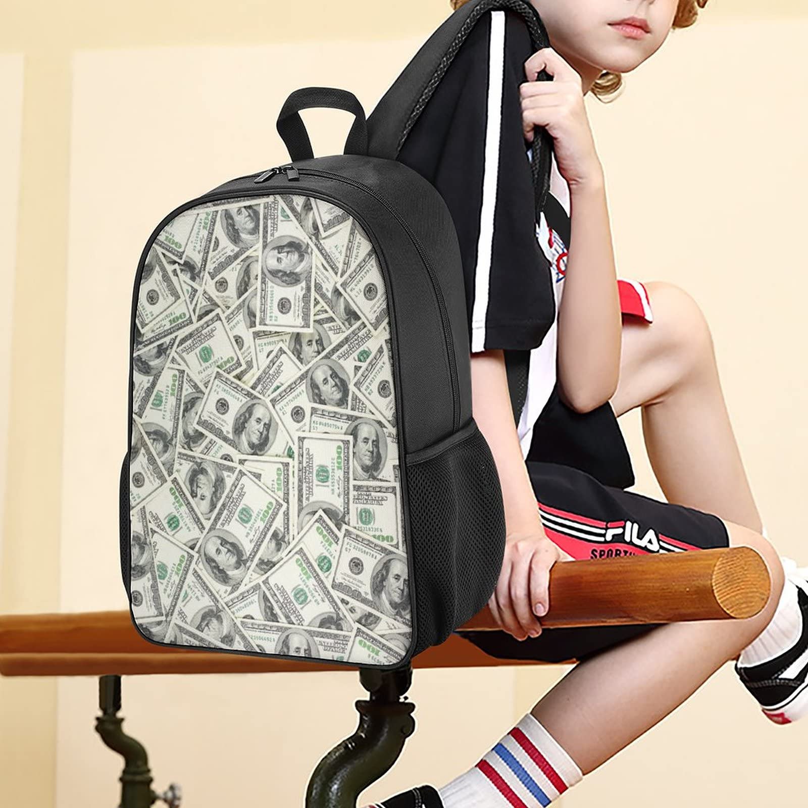 LEOPOM Money Laptop Backpack Lightweight Large School Bookbags - 17 inch