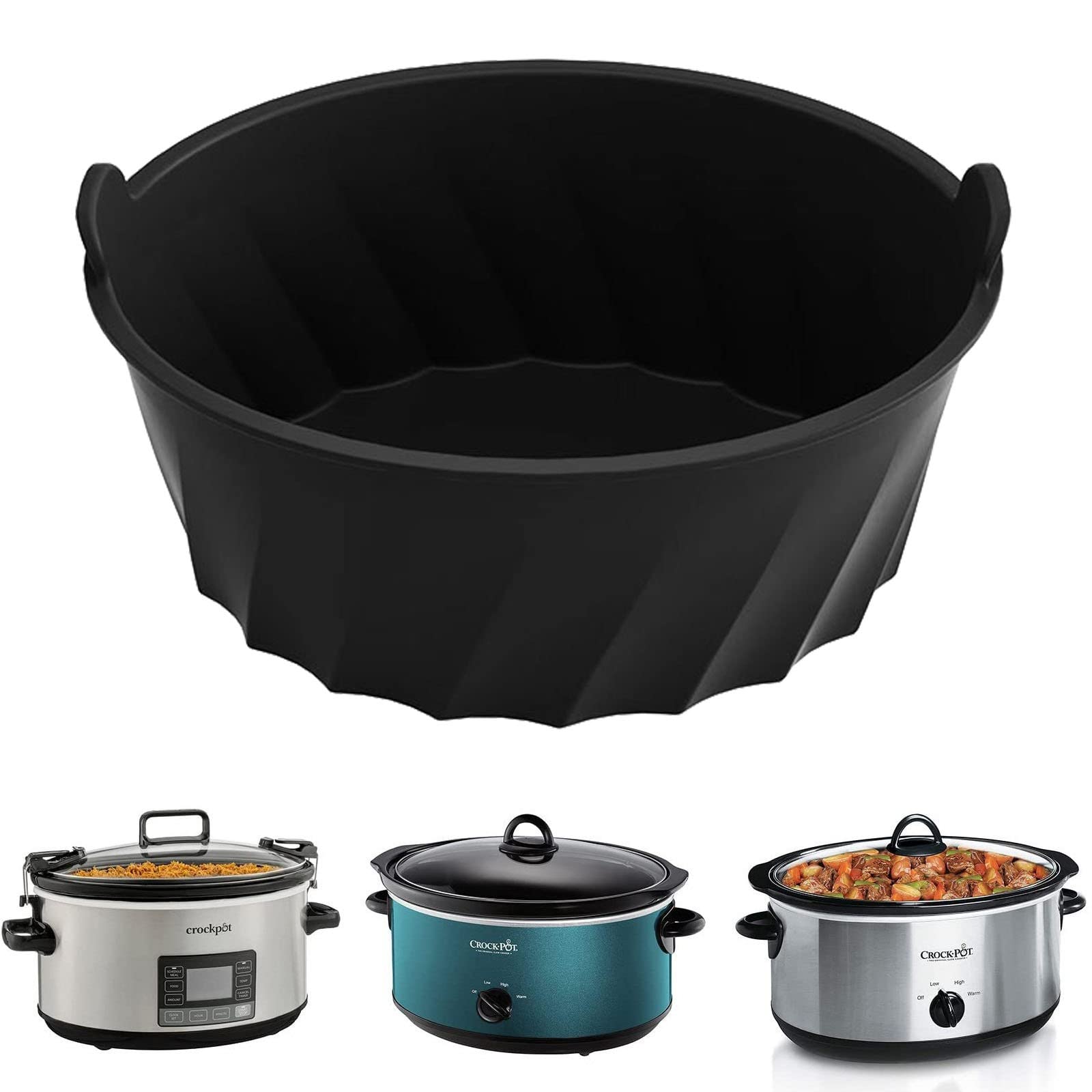Reusable Crock Pot Liners,Silicone Slow Cooker Liner,Easy to Clean and Leak-Proof Crock Pockets,Fits 6 to 8 Quarts Oval Crock Pots(1pcs Black)