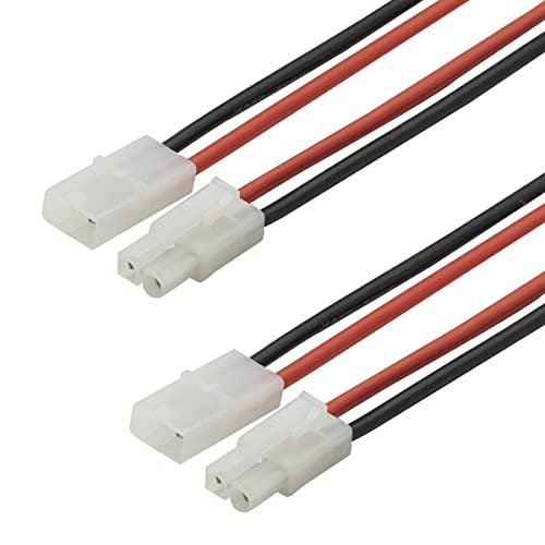 KiiMos 4Pcs Big Tamiya Plugs Male & Female DIY Cable, Tamiya Plug Soft Silicone Wire Cable for RC Airplane Quadcopter FPV Drone Lipo Battery ESC