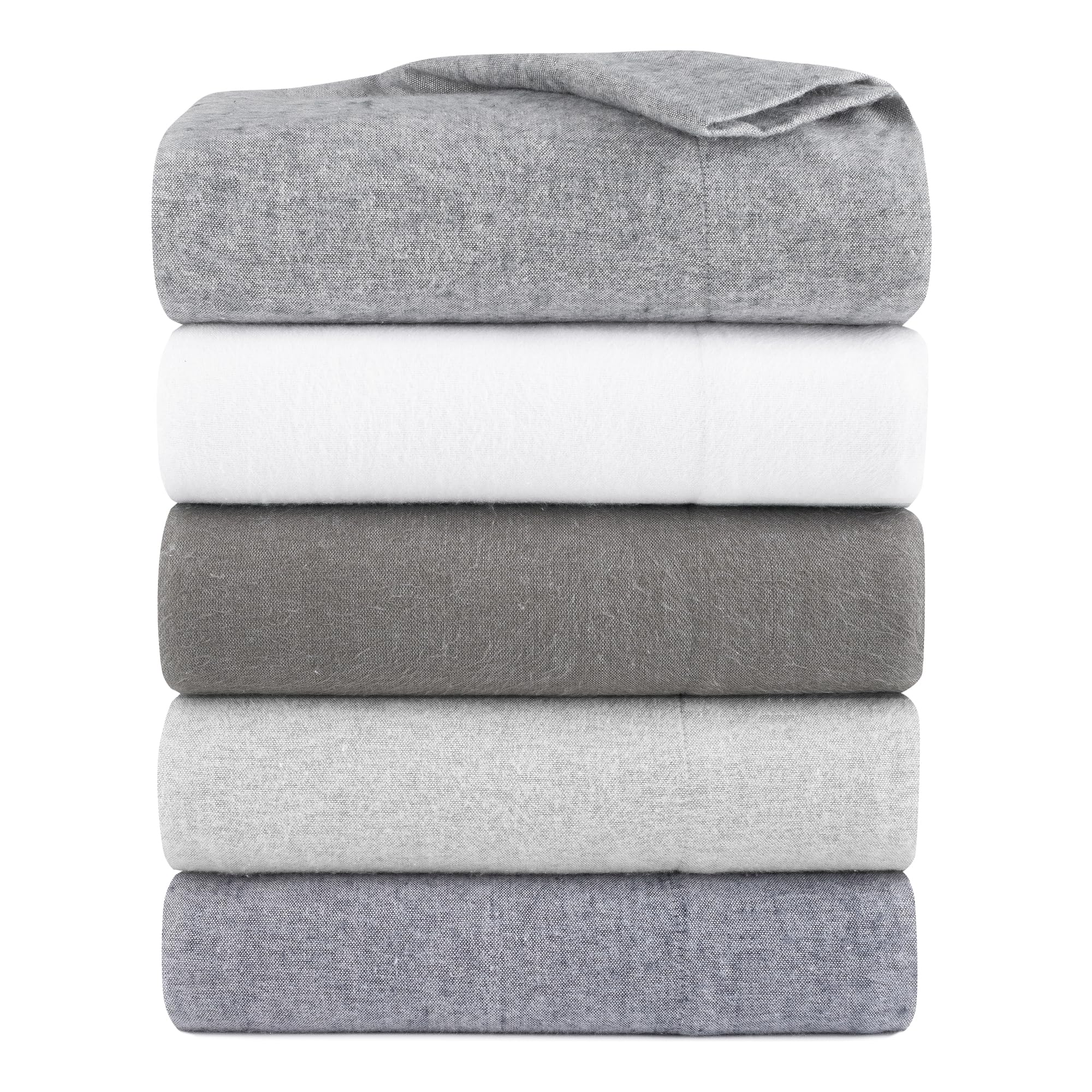 Lodge & Linen Flannel Sheet Set Full Size | Cotton, Heavyweight, Velvety Soft Flannel | Deep Pocket Flannel Sheets | Warm & Cozy Sheets | 4 Piece Set - Fitted, Flat and Pillowcases | Full - Charcoal