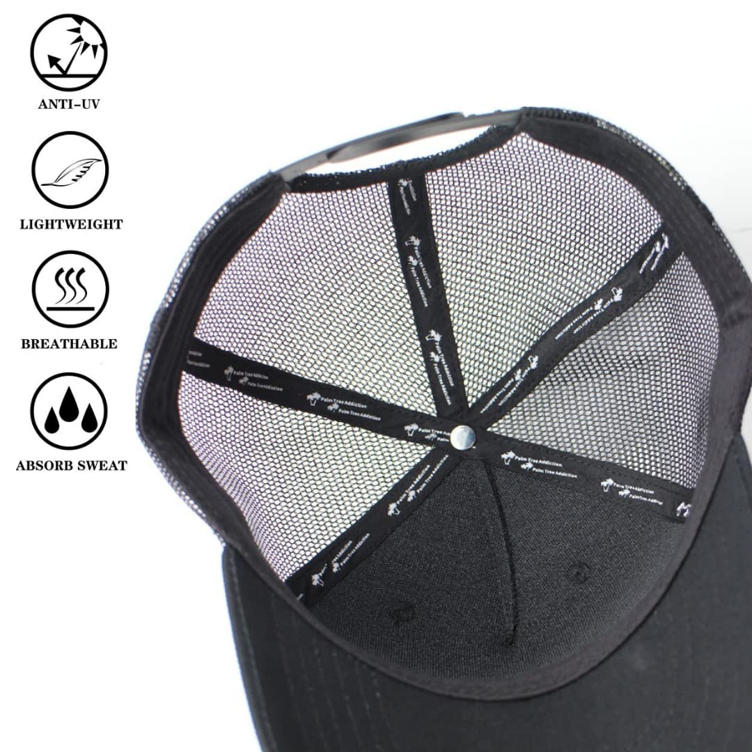 Palm Tree Addiction Baseball Cap Men Women, Black hat, Hats for Men, Adjustable Mens Hats, Trucker hat Men, Fitted Hats for Men, caps (Black)