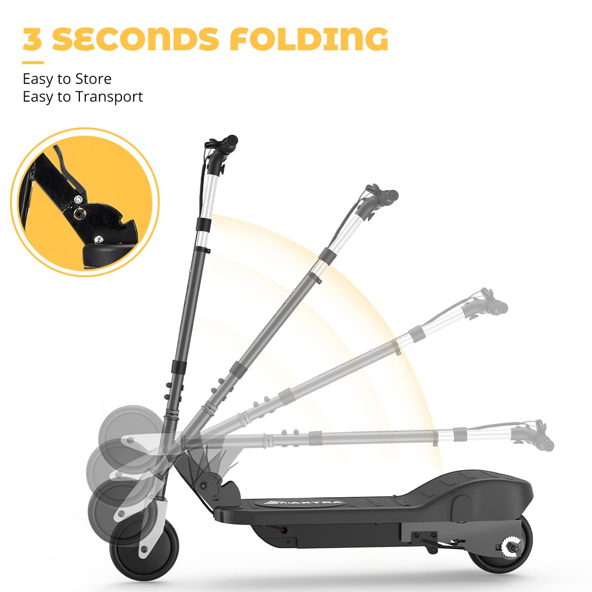 MAXTRA Electric Scooter for Kids Ages 6-12, 60 Mins Long Battery Life, Foldable & Adjustable Handlebar Height