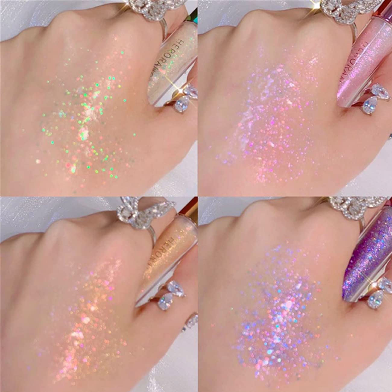 KWOLYKIM Liquid Glitter Eyeshadow, Long Lasting, Quick Drying, Easy to Apply, Loose Bling Glitter Diamond Pigmented Glue for Eye Crystals Makeup (Sparkling Floating Coral)