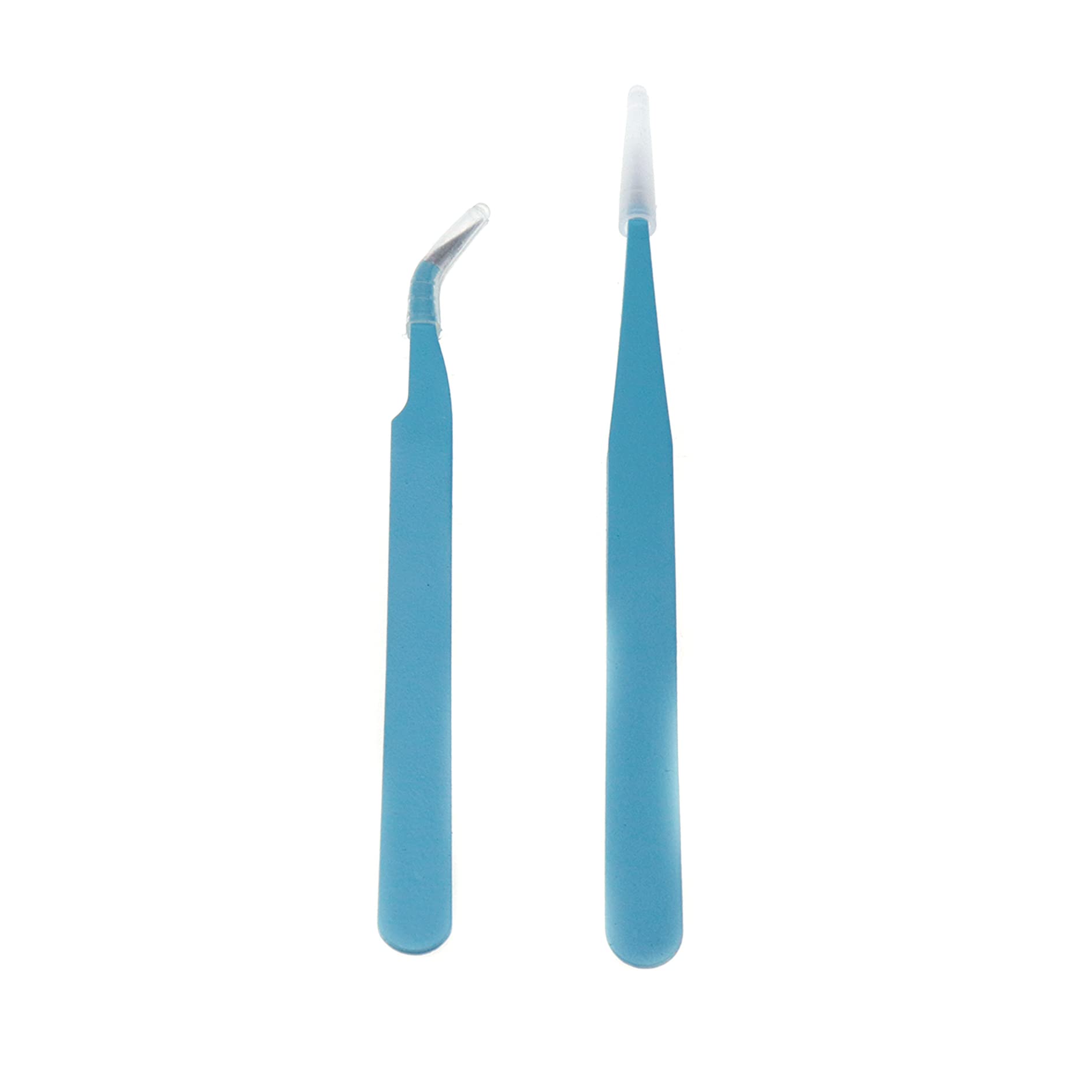 Wealrit 2 pcs Light Blue Tweezers Kit,Stainless Steel Sharp Tweezers,Pointed Tweezers with Sharp Precision Needle,Precision Pluckers for Eyebrows Facial Hair Chin Hair(Straight and Bent Tip)