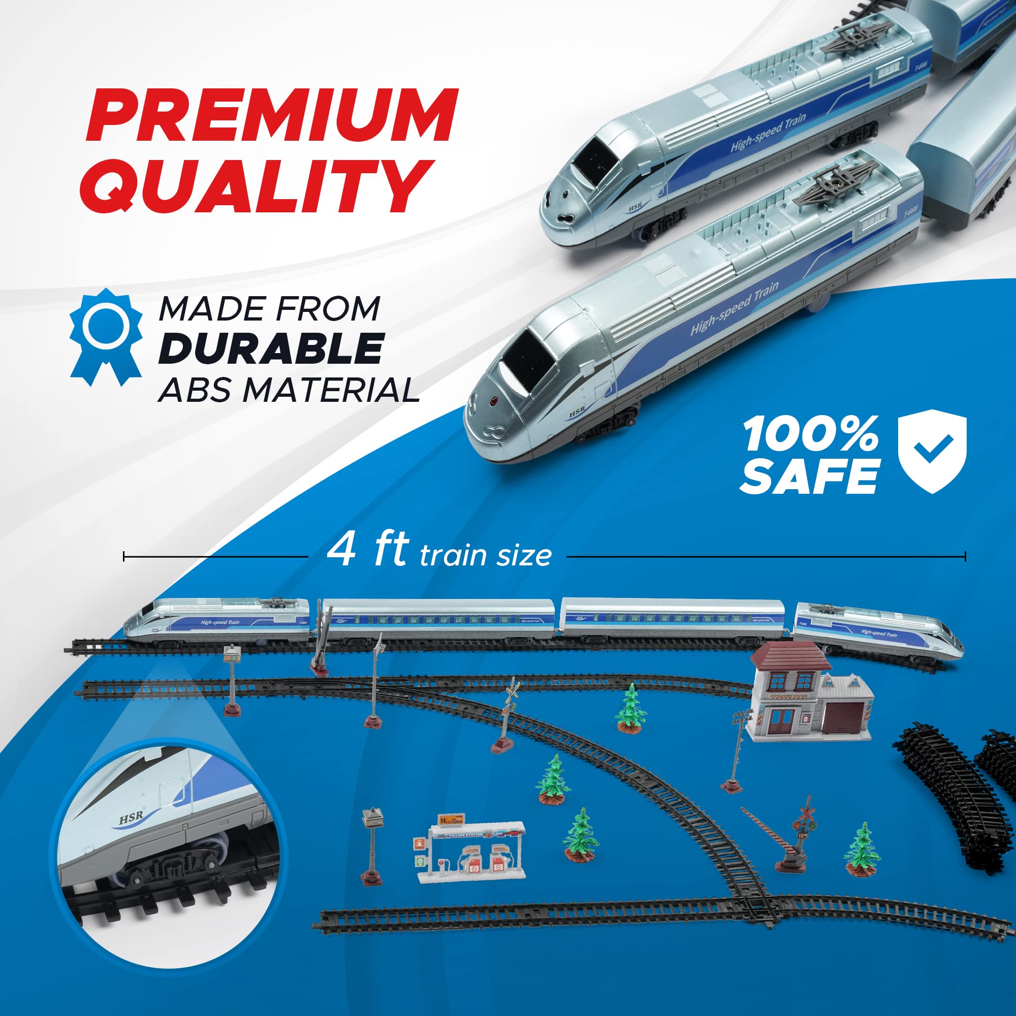 Polar Express Train Set for Boys & Adults - Christmas Under Tree - Electric Train Set Toy Model - Bullet Train Monorail - Jouet de Train Pour Enfant - Tren de Juegete Electrico Navidad