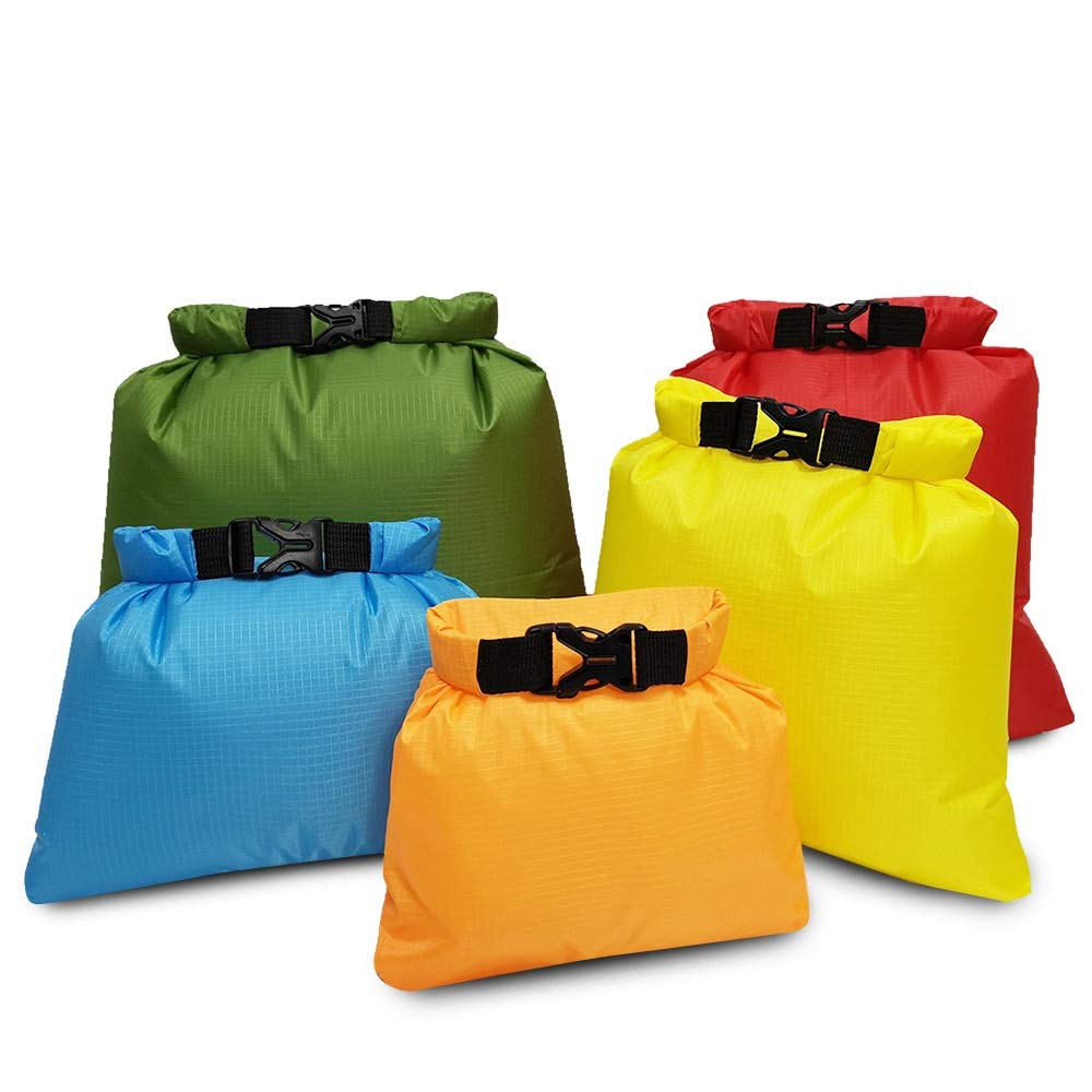 New 5 PCS Waterproof Bag Set Storage Roll Top Dry Bag Set for Skating Camping Boating Sailing Surfing Fishing Kayak Accessories (Color : Violet)