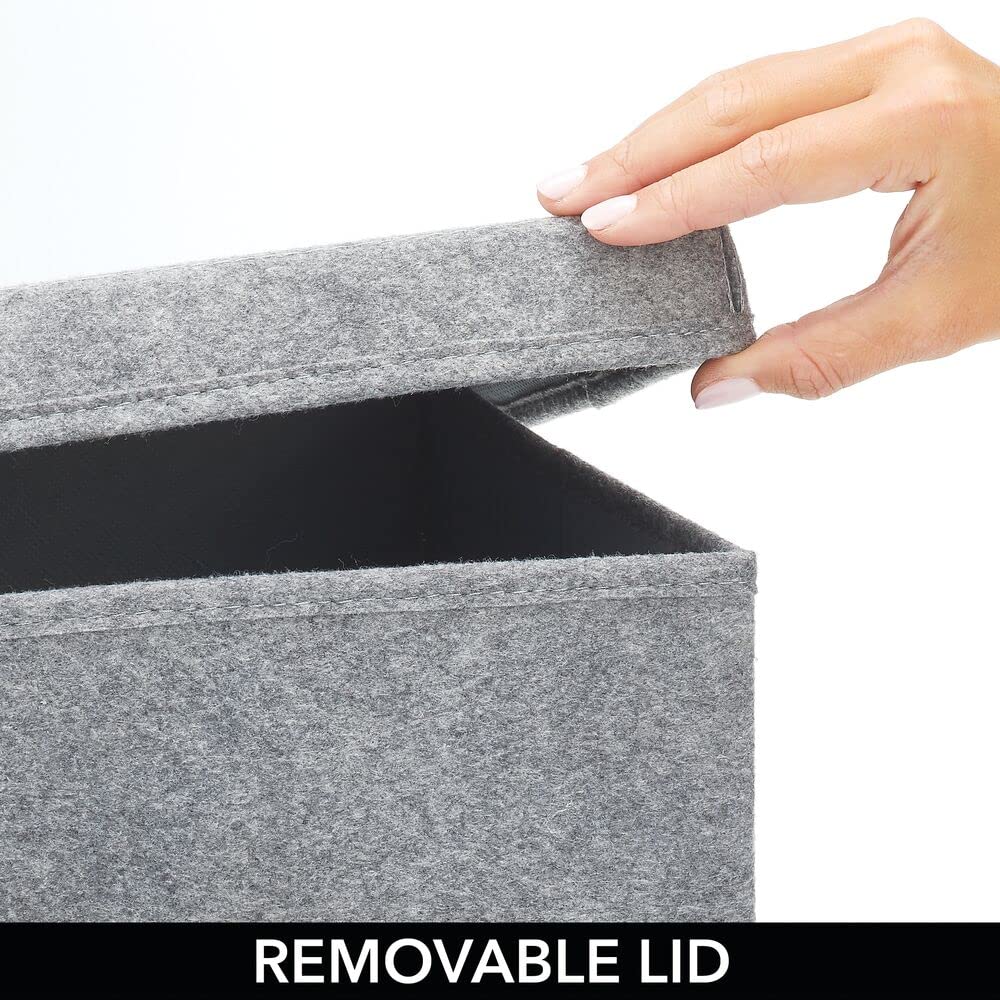 mDesign Set of 2 Wardrobe Storage Box — Clothes Storage Boxes for the Bedroom and Wardrobe — Wardrobe Organiser Boxes for Clothes, Hats, Shoes and More — Grey/Tan