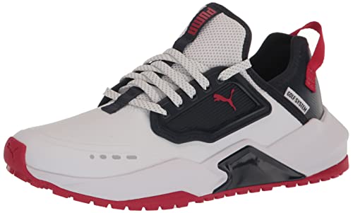 PUMA Men's Gs.One Golf Shoe, White/Navy Blazer/Ski Patrol, 11