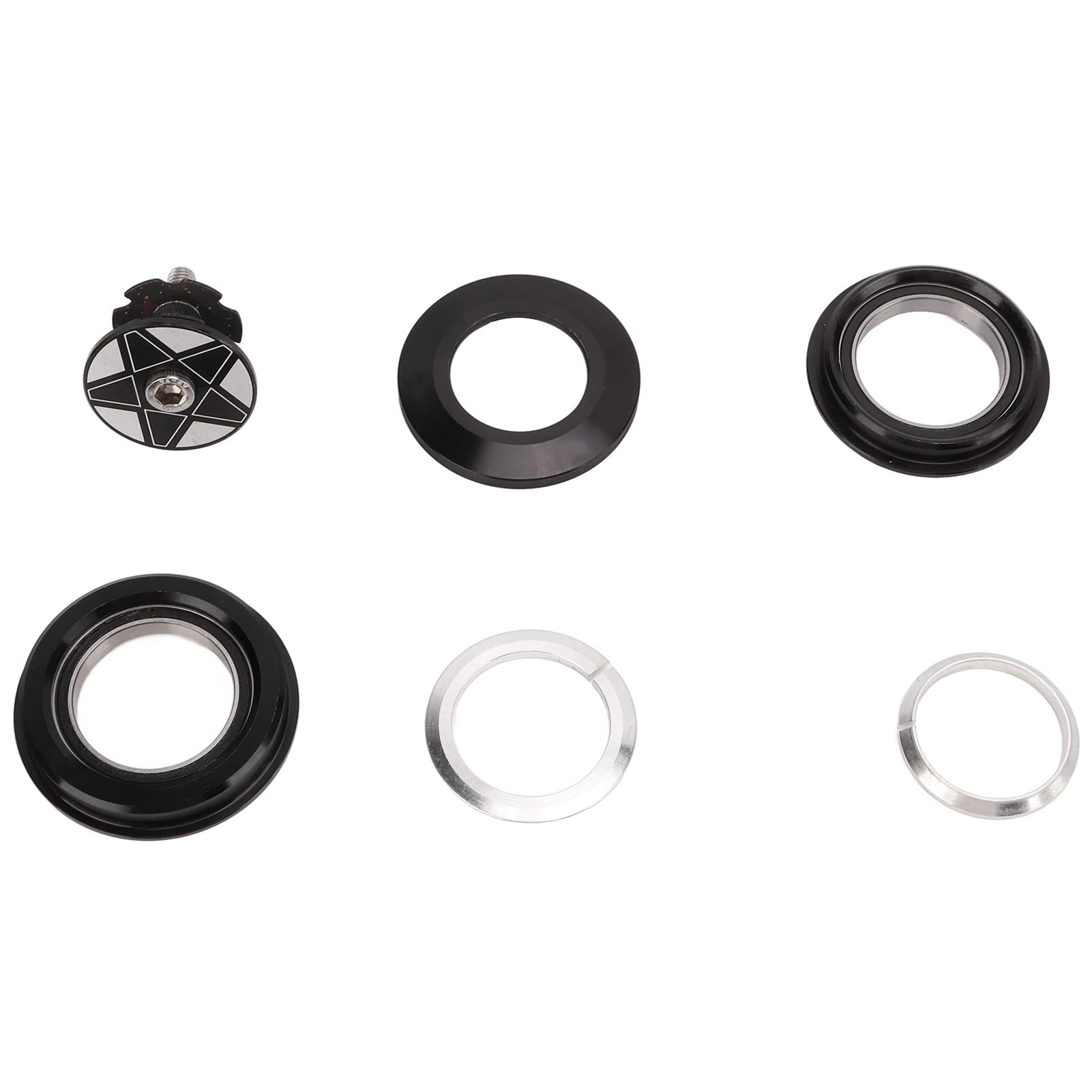 Raguso Road Bike Headset Bearing, Dustproof Anodized Coloring Unobstructed 44‑49.7mm Headset Bearing Bowl Group CNC Process Aluminum Alloy for Bicycle
