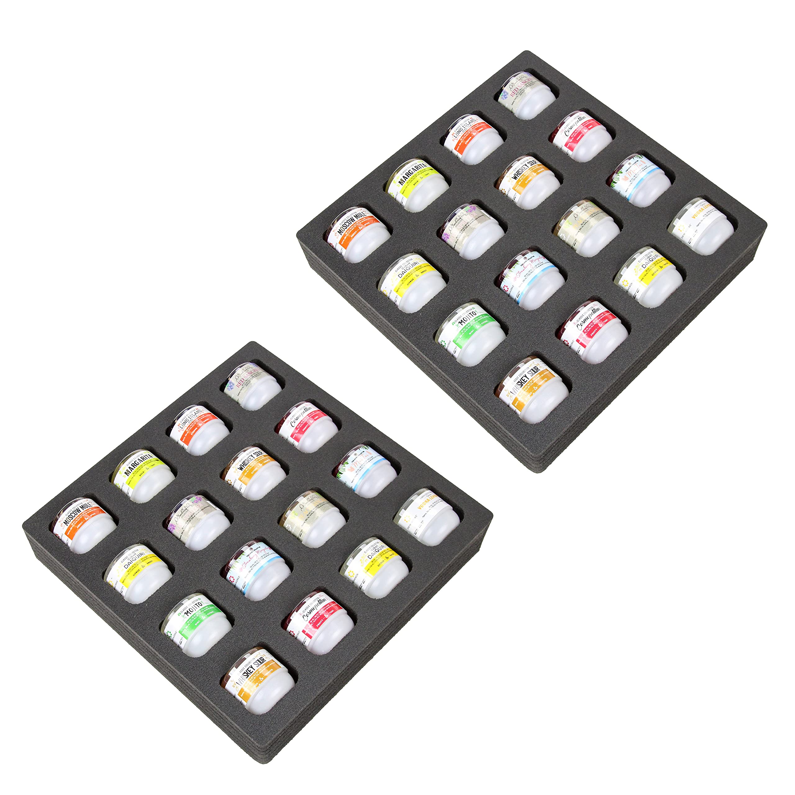 Polar Whale 2 Cocktail Capsule Drawer Organizers Tray Insert Compatible with Keurig DrinkWorks Pods for Kitchen Home Bar Party Waterproof Washable Black Foam 16 Compartment 12.5 x 12.5 Inches