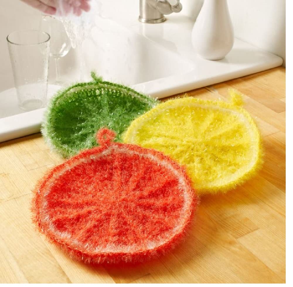Red Heart Yarn Scrubby Sparkle Yarn - Pink Grapefruit - 3 Pack Bundle with Bella Crafts Stitch Markers