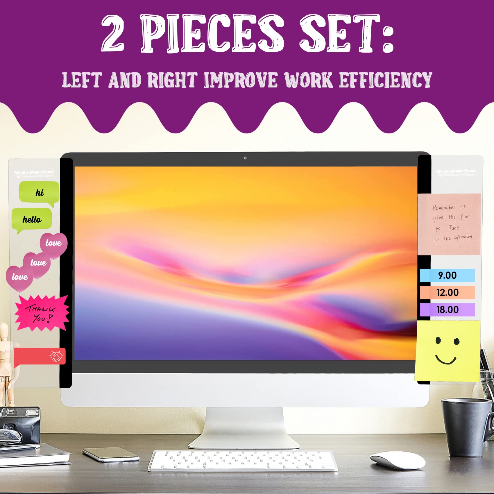 MDOZQ Office Desk Accessories 2pcs Monitor Memo Board Computer Message Board Office Supplies for Women Men Computer Sticky Note Holder Home Office Accessories Desktop Message Office Decor