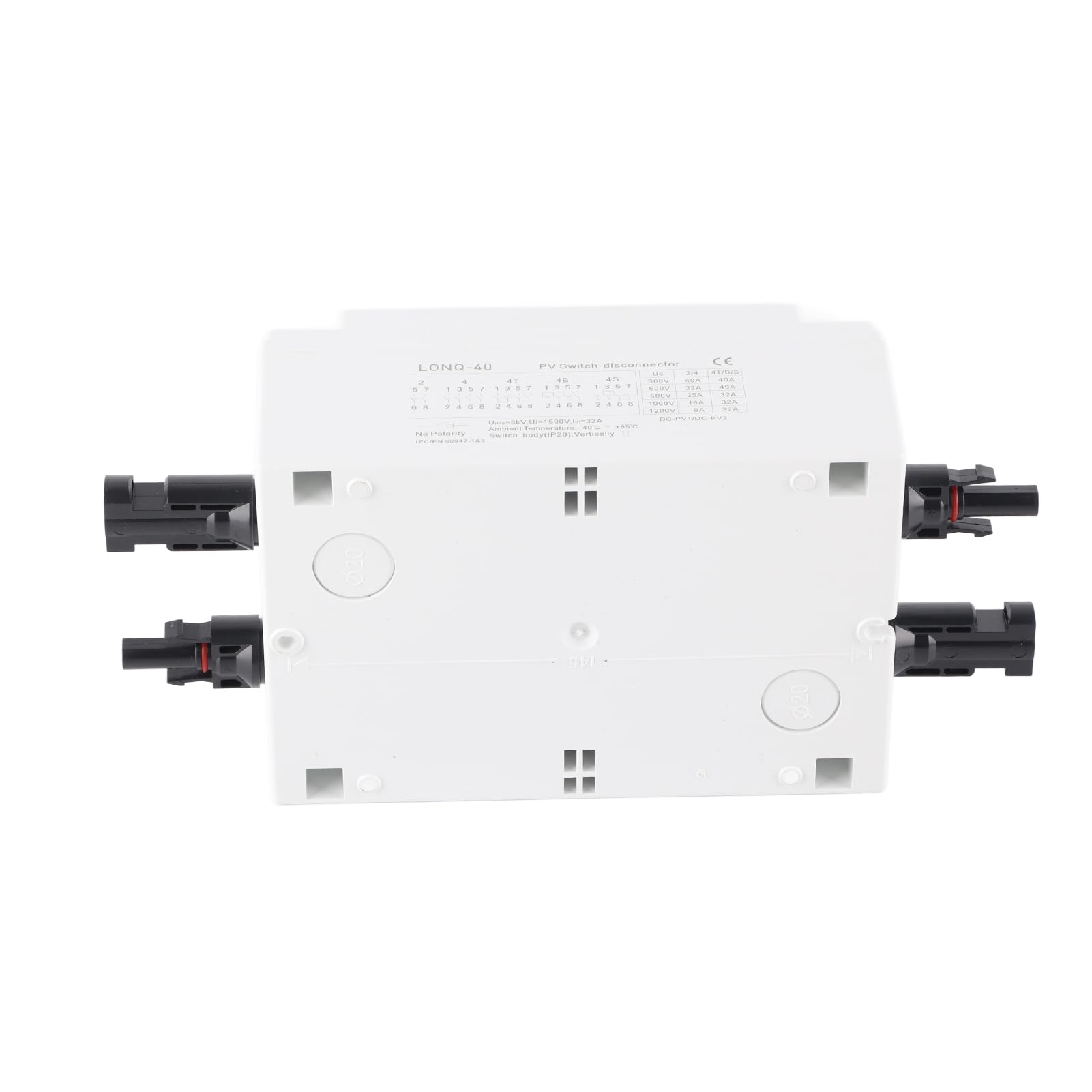Photovoltaic DC Isolator Solar Switch IEC60947 3 Waterproof IP66 Insulated Switch for Solar Powered RV Boats Solar Power Systems 1200V DC 32A 4P (Fuse Proctive)