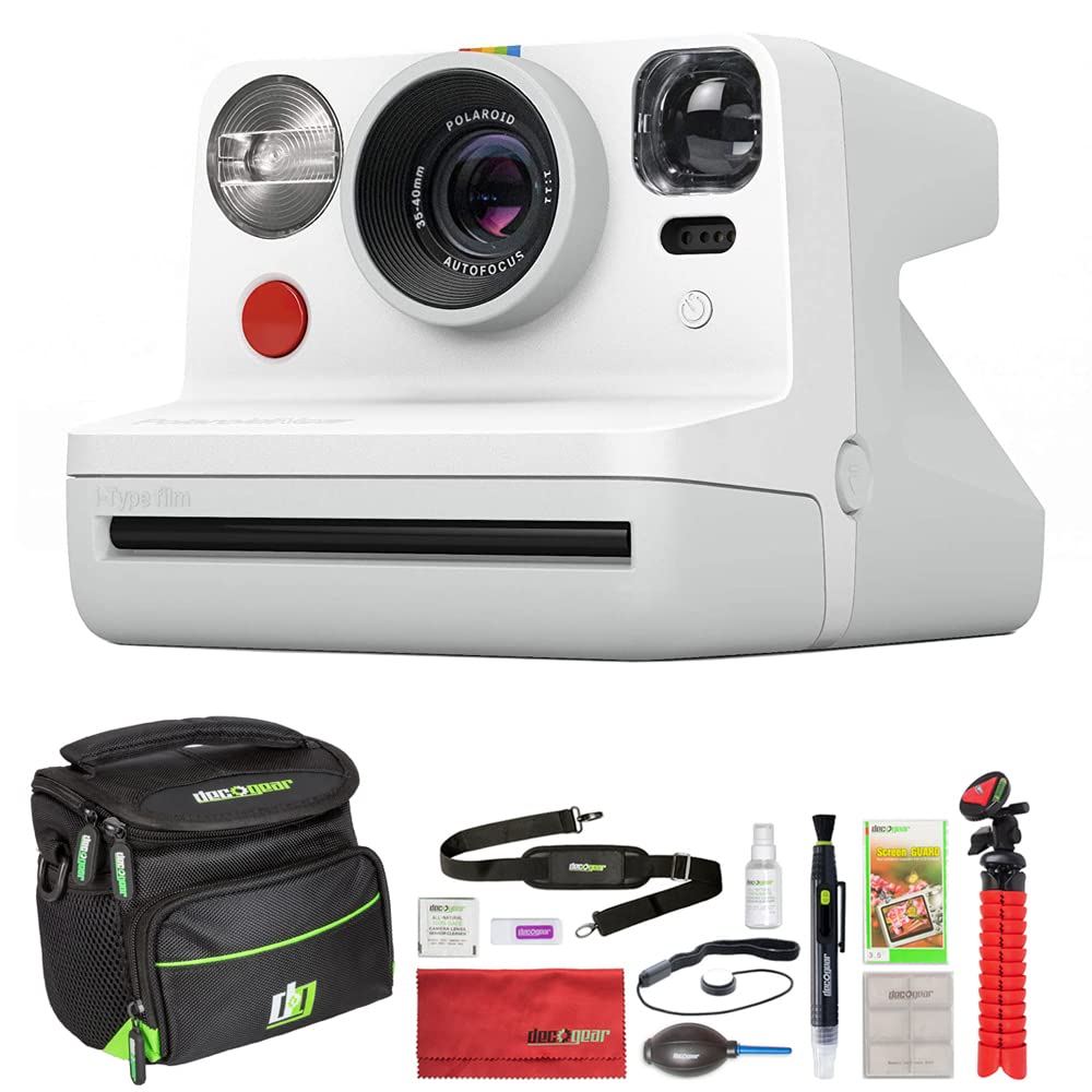 Polaroid Originals PRD9027 Now I-Type Instant Camera - White Bundle with Deco Photo Camera Bag (FBAE1PONOWITYPEWH)